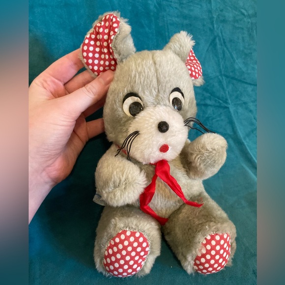 Toys | Knickerbocker Vintage 6s 70s Grey Mouse With Bow Plush Animal ...